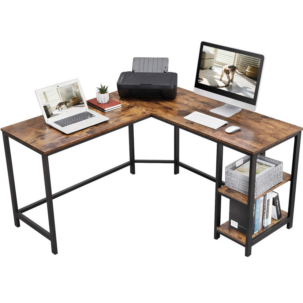 L-Shaped Corner Computer Office Table PC Laptop Workstation Home Table ...