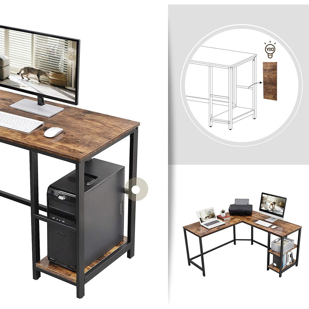 L-Shaped Corner Computer Office Table PC Laptop Workstation Home Table ...
