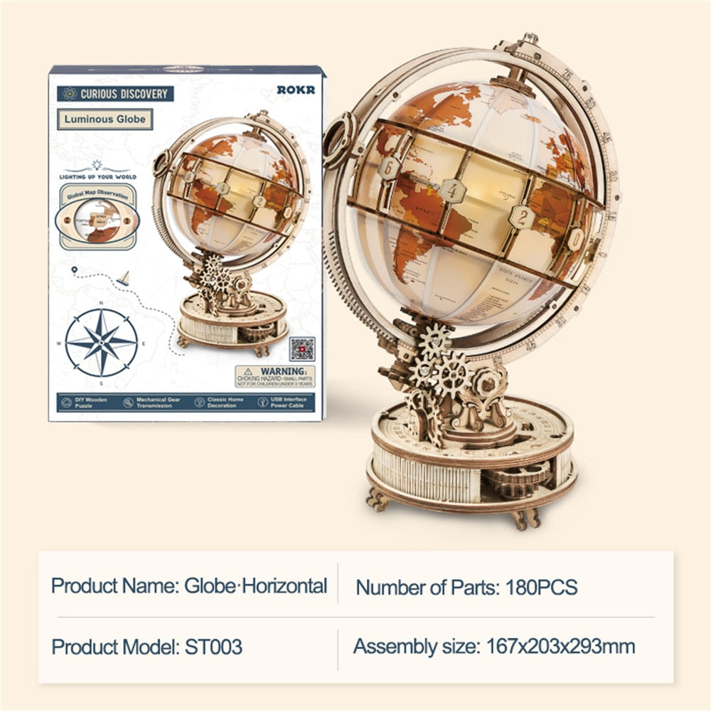 Luminous 3D Wooden Puzzle Globe with LED Light – Sallye Shop