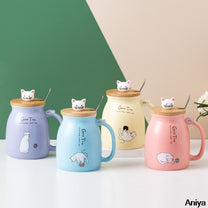 Heat-resistant Cute Cat Cup with Lid & Spoon – Sallye Shop